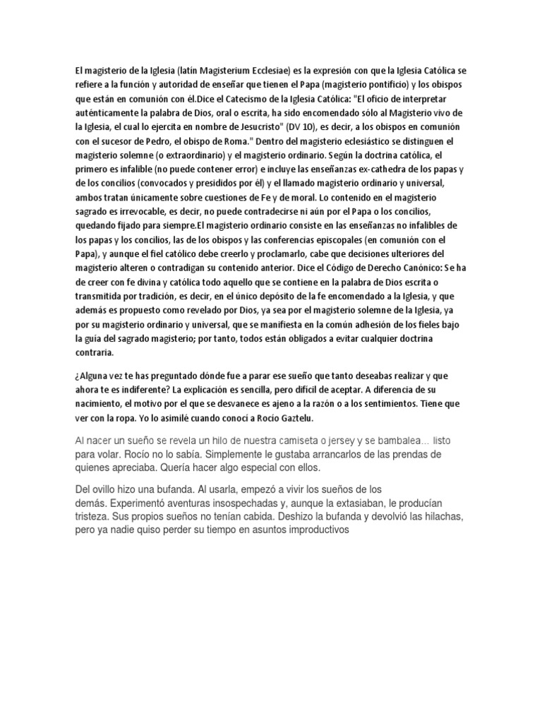 El Magisterio de La Iglesia | PDF | Iglesia Católica | Teología ...
