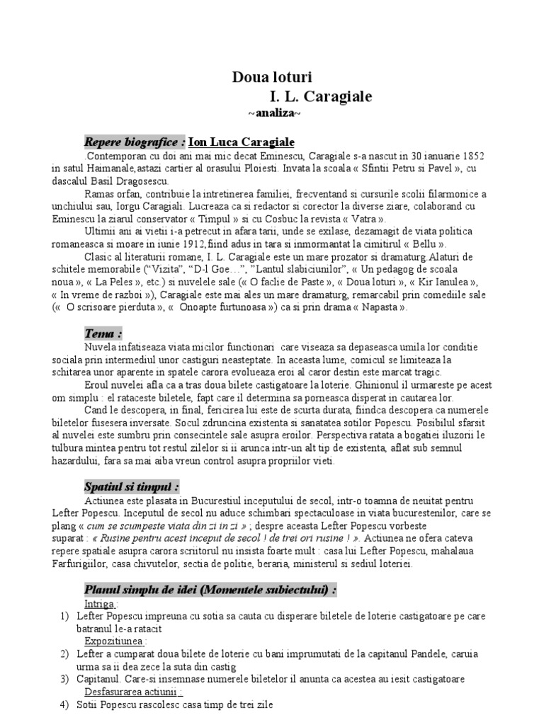 WWW - Referat.ro-Doua Loturi - I.L.caragiale - Doc4ea49 | PDF