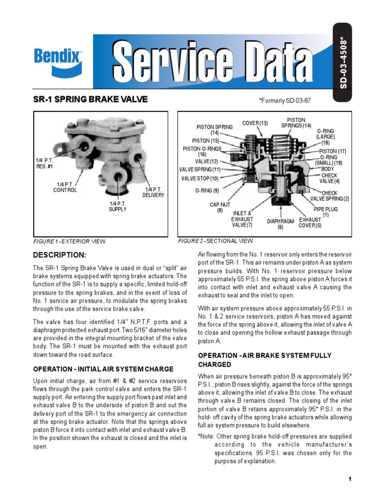 SR-1 Spring Brake Valve (SD-03-4508) | PDF | Valve | Brake