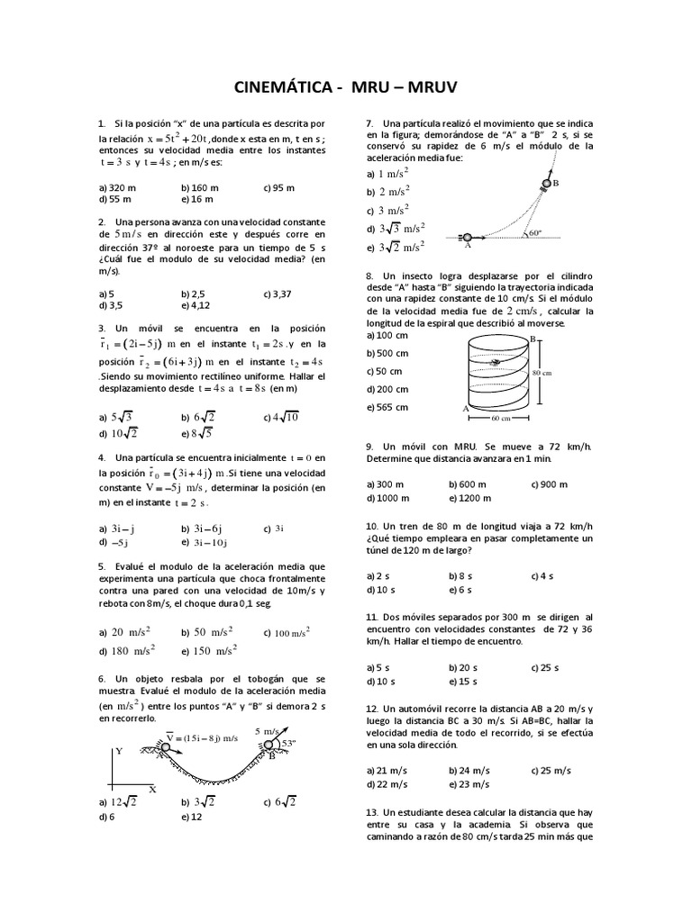 01 Cinemática - Mru - Mruv | PDF | Movimiento (física) | Velocidad