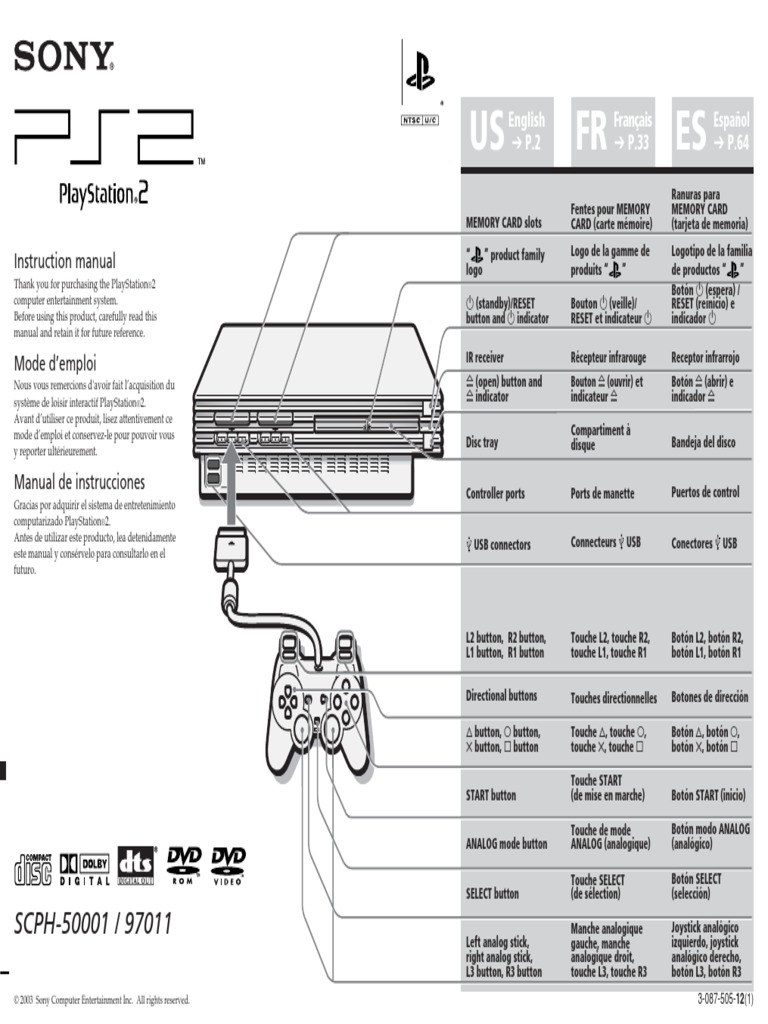 Sony PS2-SCPH-50001 Quick Manual | PDF | Dvd | Ac Power Plugs And Sockets