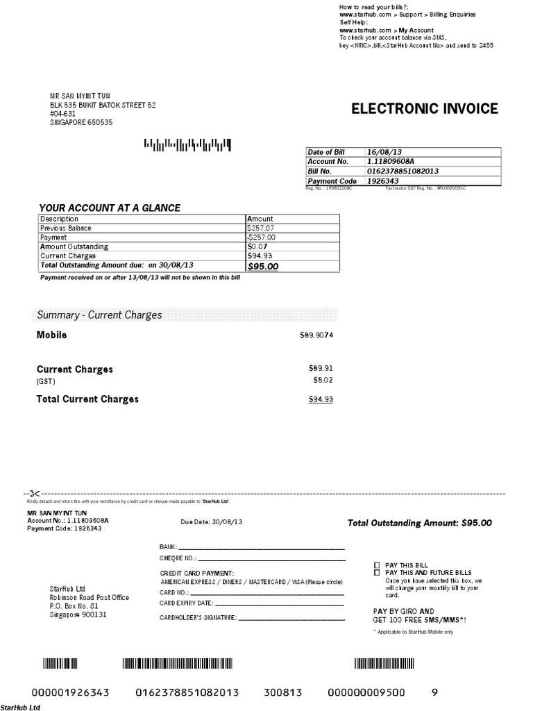 StarHub Electronic Invoice Details | PDF | Finance & Money Management