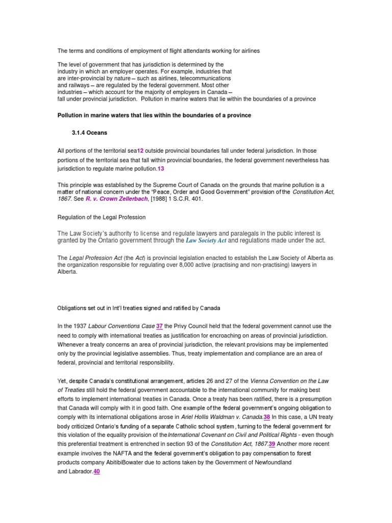 Jurisdiction - Federal or Provincial | PDF | Treaty | Government Of Canada