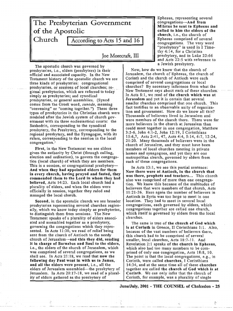 2001 Issue 4 - The Presbyterian Government of The Apostolic Church ...