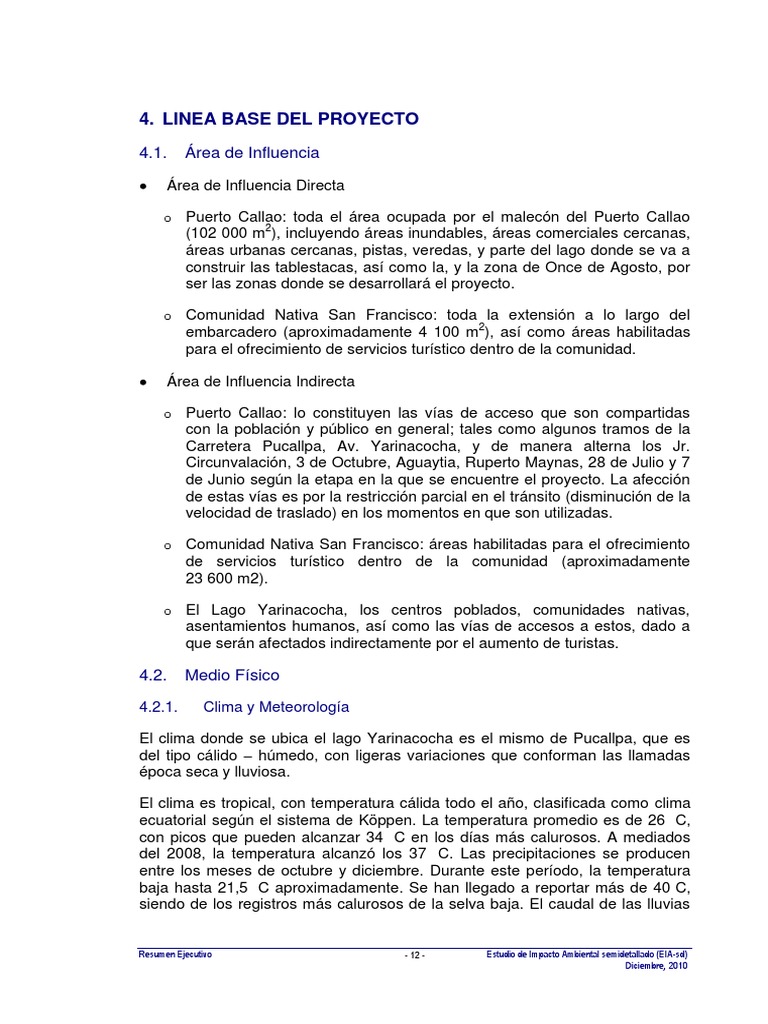 Eia-Sd Yarinacocha Cap 4 Linea Base Proyecto | PDF | Río | Isla