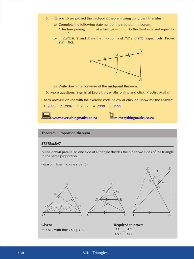 Midpoint Theorem Exercises for Grade 12 | PDF | Games & Activities ...