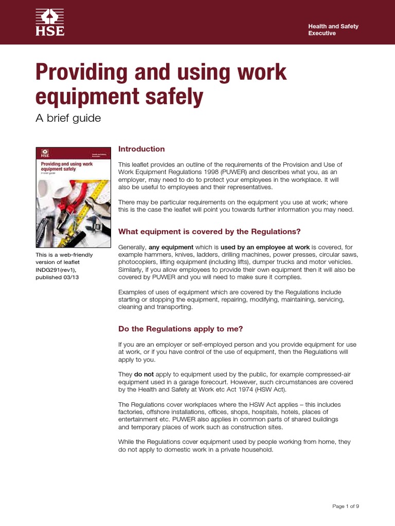 Puwer 1998 | PDF | Occupational Safety And Health | Safety