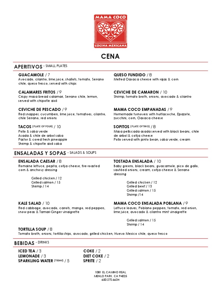 Mama Coco Menu Cena | PDF | Burrito | Salad