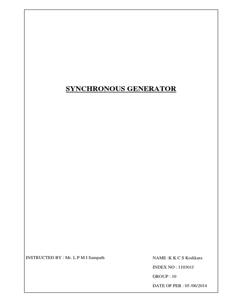 Analysis Of The Open And Short Circuit Characteristics Of A Synchronous Generator And