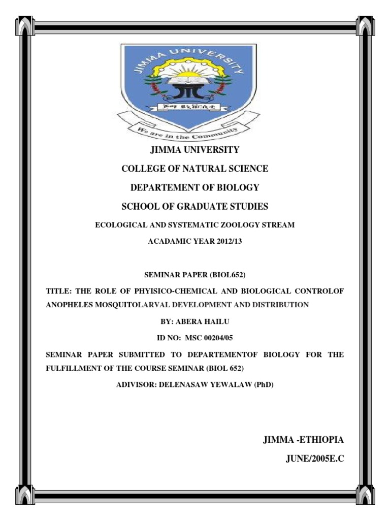 Abera Hailu Seminar Paper, 2013 Ju Ethiopia | PDF | Mosquito | Malaria