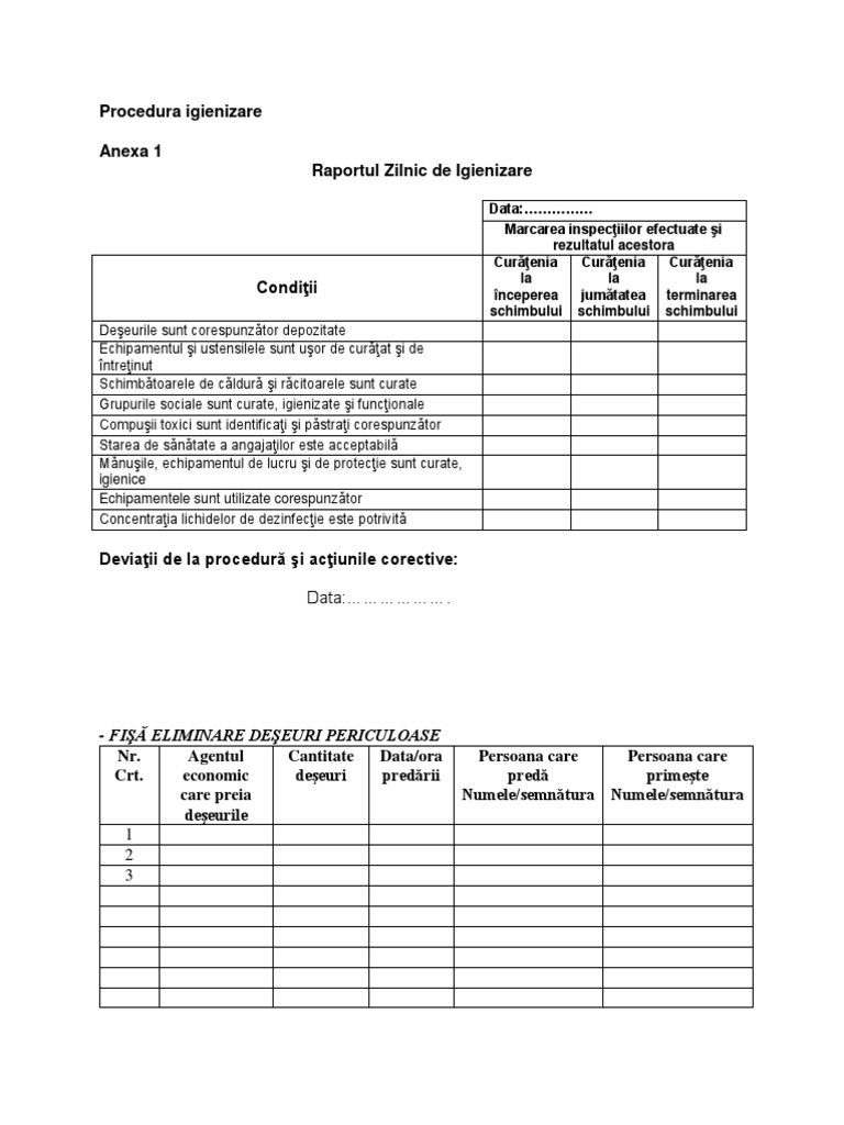 Procedura Igienizare | PDF