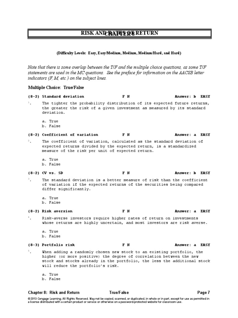 Risk and Rates of Return Exercise | PDF | Beta (Finance) | Standard ...