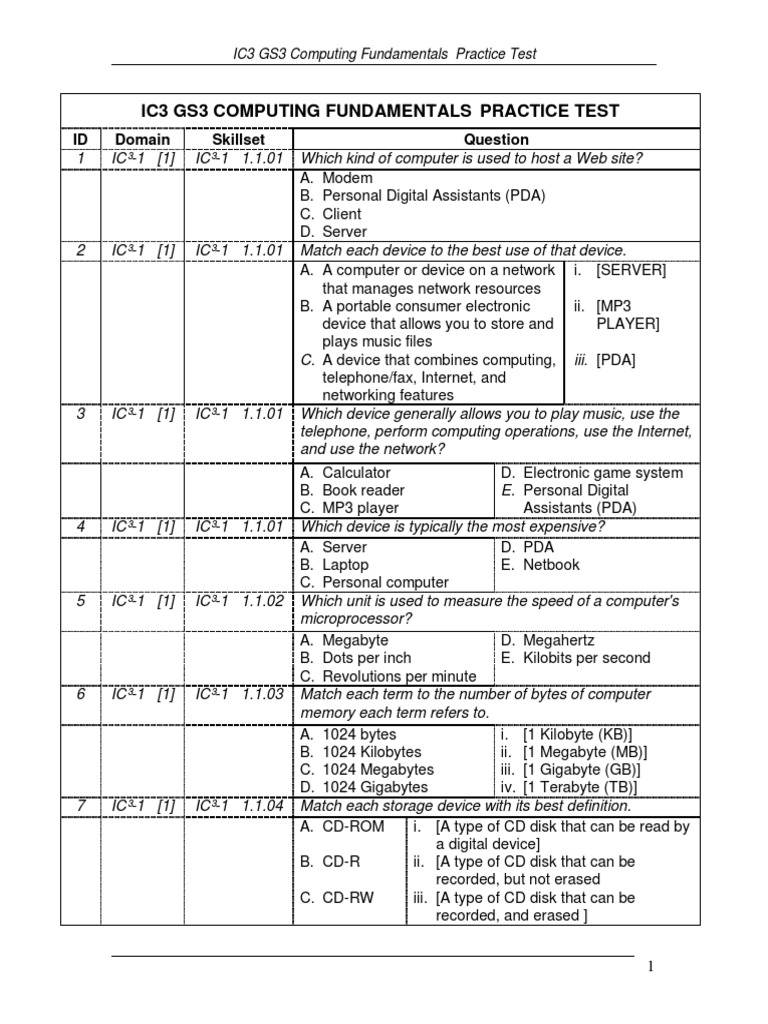IC3 CF PracticeTest | PDF | Operating System | Computer File