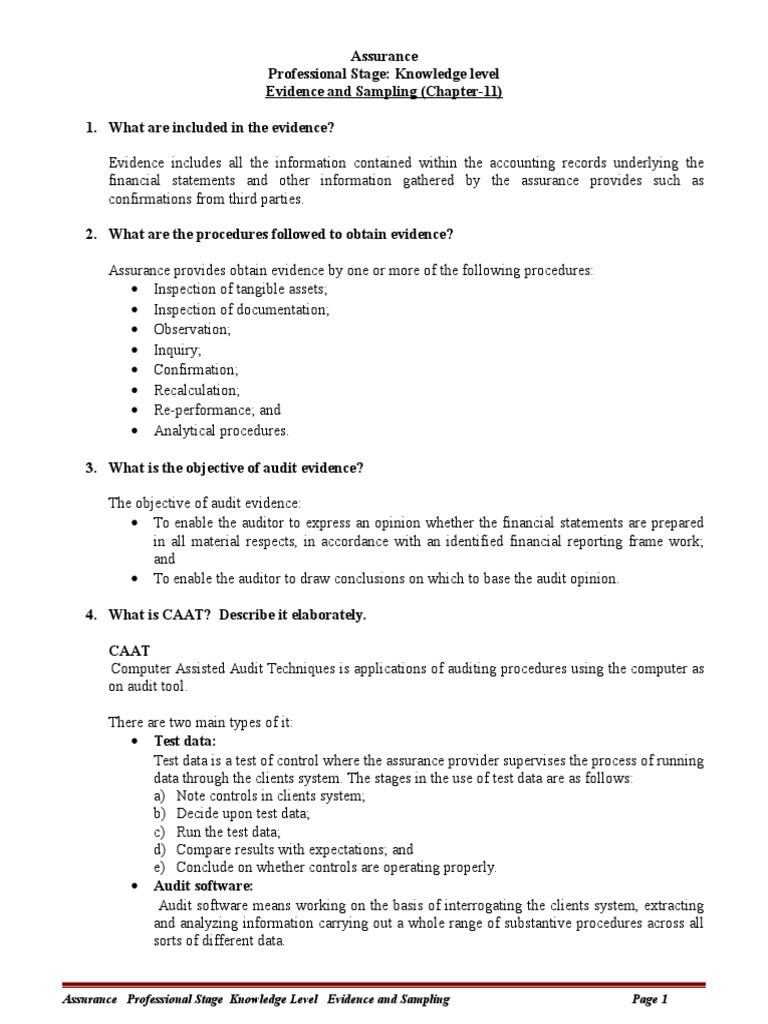 Chapter - 11, Evidence and Sampling | PDF | Audit | Sampling (Statistics)