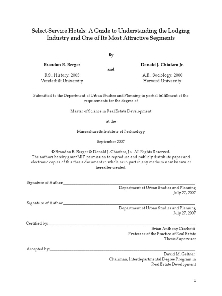 A Guide To Understand The Lodgment Industry | PDF