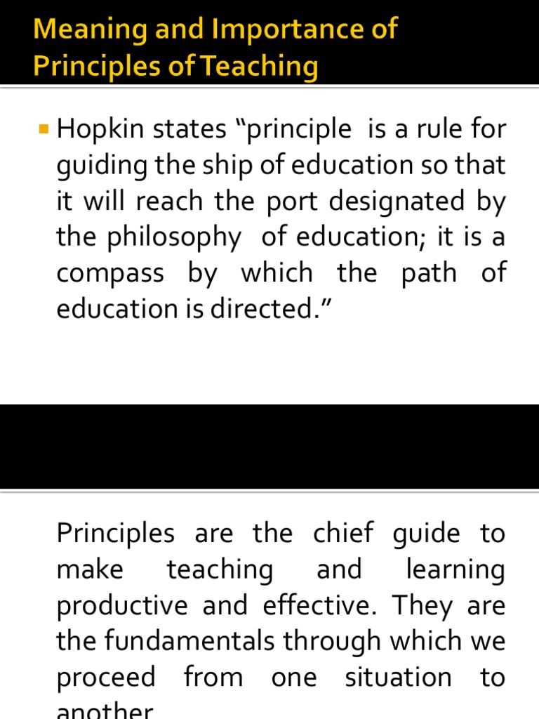 Meaning and Importance of Principles of Teaching | PDF | Teachers ...
