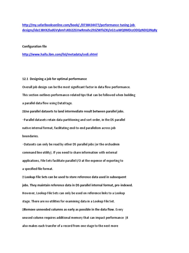 Performance Tuning of Datastage Parallel Jobs | PDF | Parallel ...
