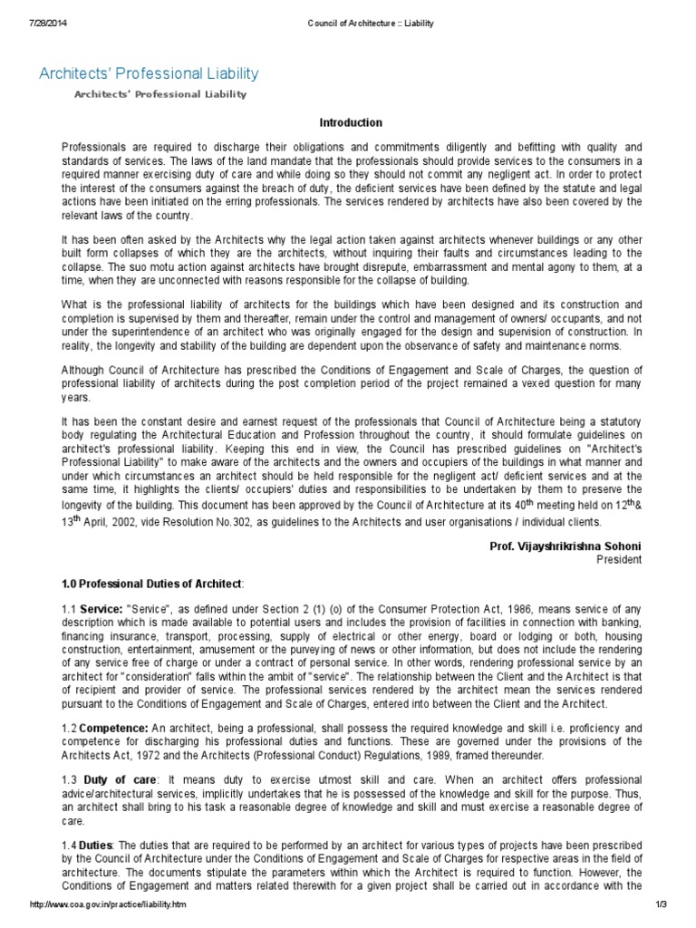 Architects Professional Liability | PDF | Architect | Negligence