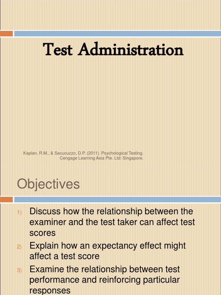 Test Administration and Examiner Effects | PDF | Psychological Testing ...