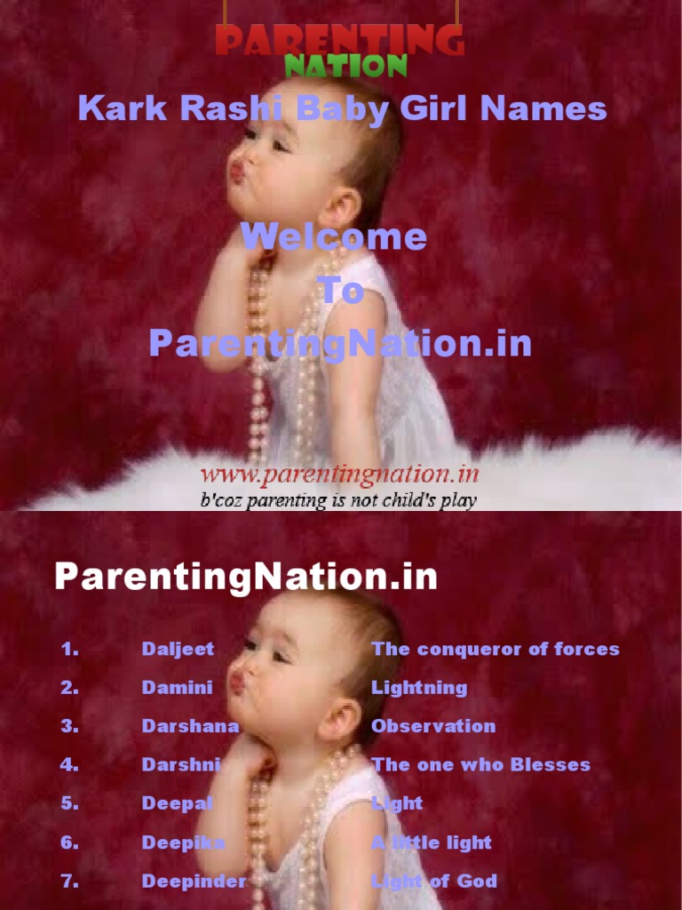 Kark Rashi Baby Girl Names With Meanings | PDF | Childhood | Human ...