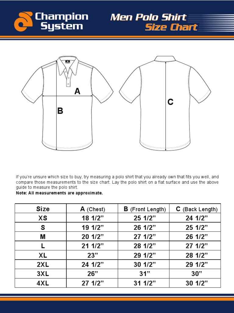 Men's and Women's Polo Size Chart | PDF | Lifestyle