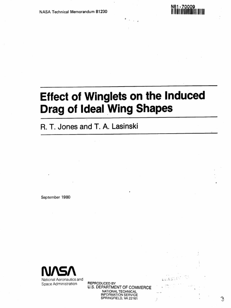 Effect of Winglets On Induced Drag of Ideal Wing Shapes | PDF ...