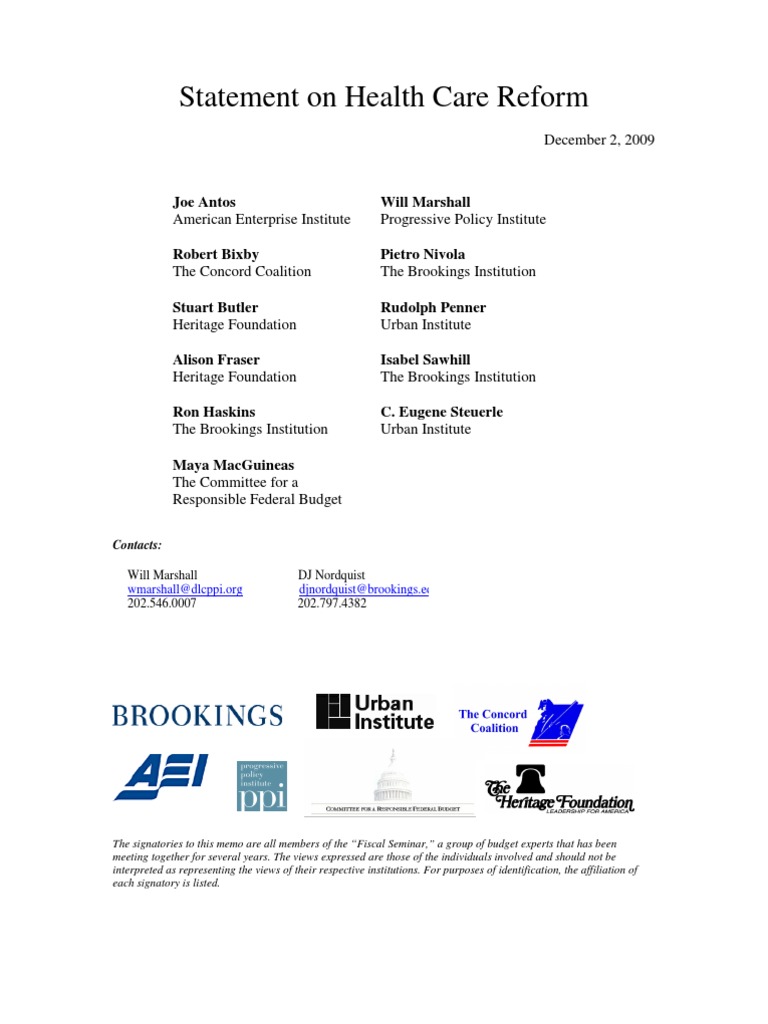 Microsoft Word - Statement On Health Care Reform | PDF