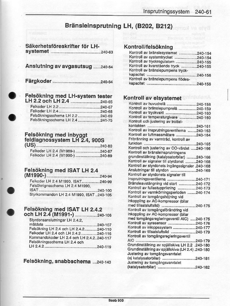 Saab 2-3-240 - Insprutningssystem, LH | PDF