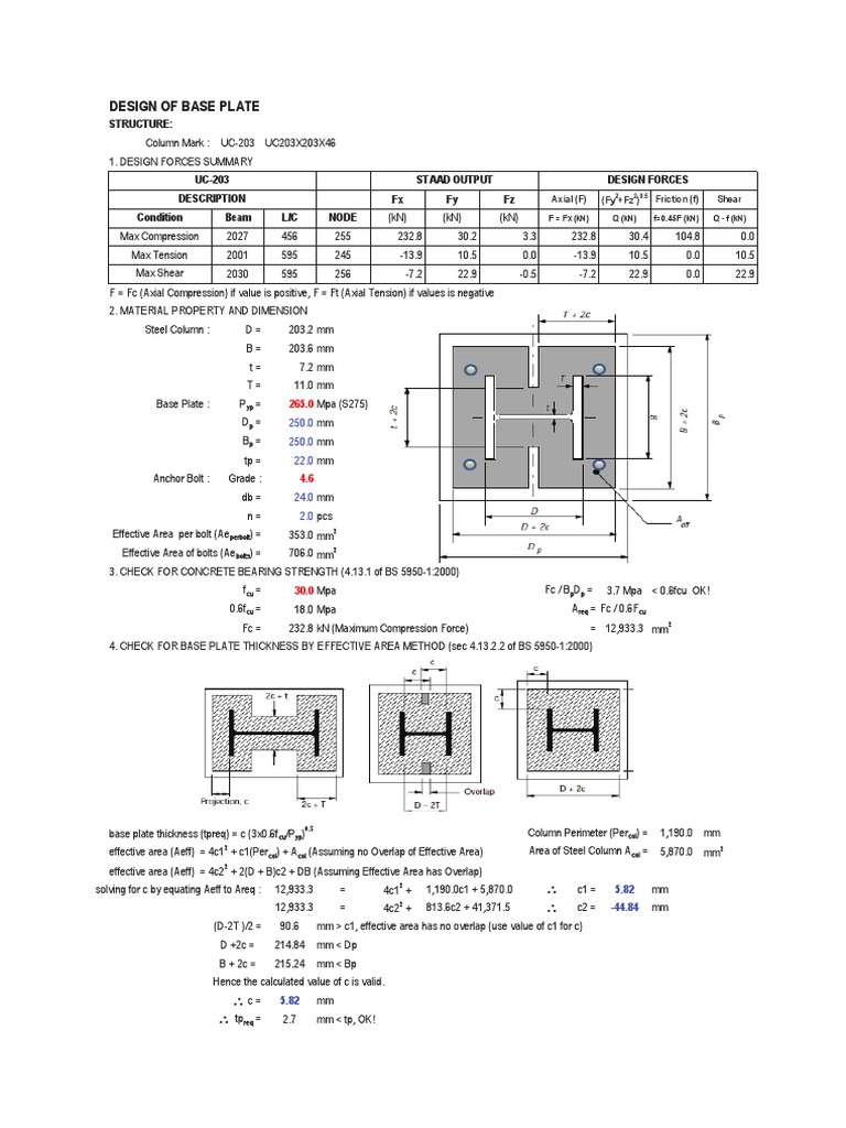 Base Plate Design and Analysis | PDF | Screw | Materials
