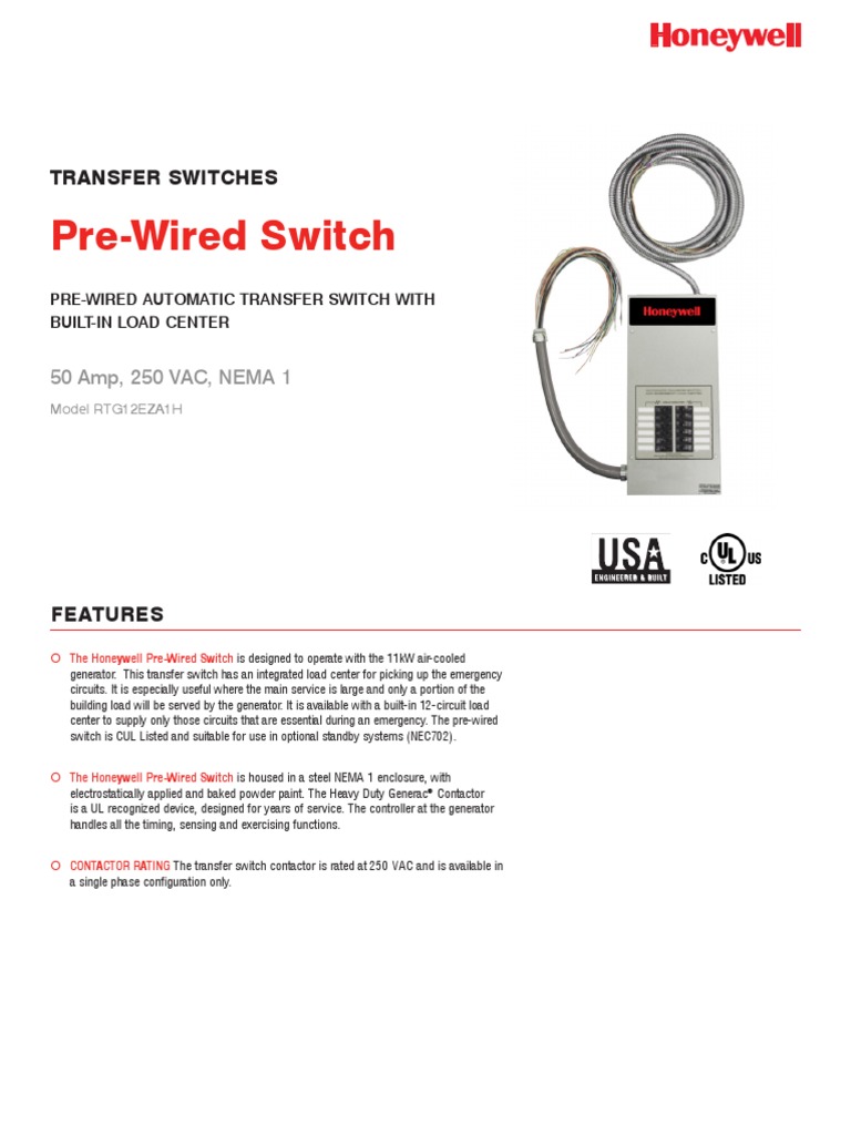 Pre-Wired Switch: Transfer Switches | PDF | Mains Electricity ...