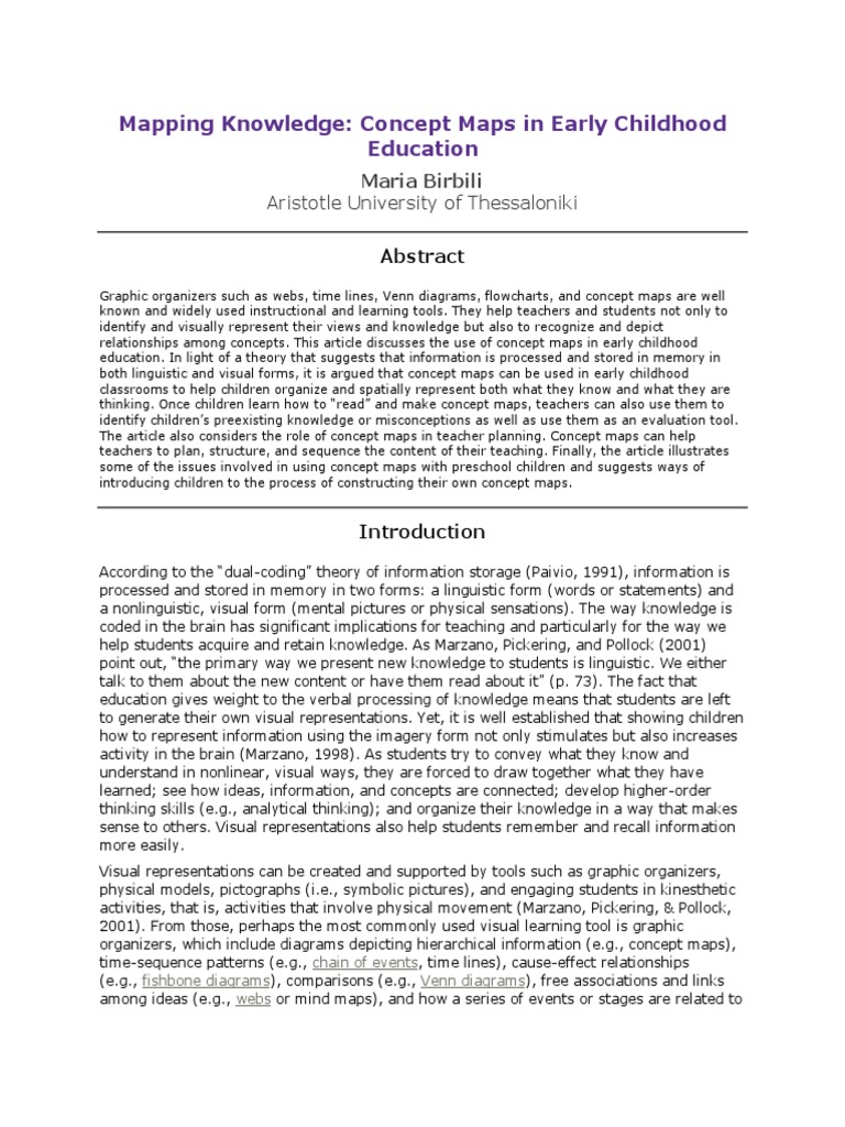Mapping Knowledge: Concept Maps in Early Childhood Education | PDF ...