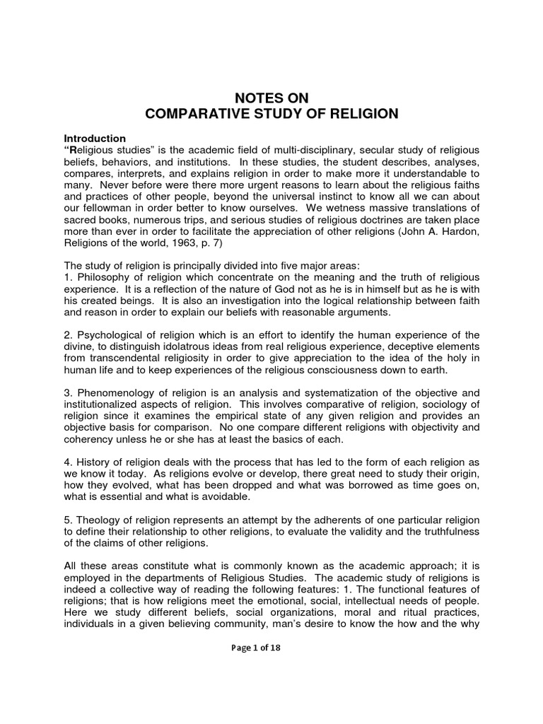 Comparative Study of Religion | PDF | Religious Studies | Thomas Aquinas