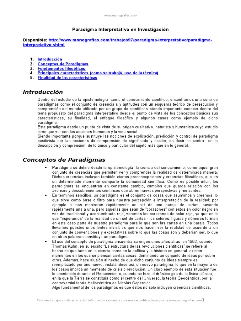 Paradigma Interpretativo en Investigación | PDF | Paradigma | Comprensión
