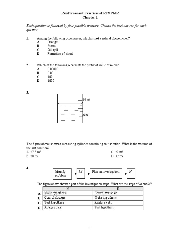 Exercise Form 1 Chapter 1 | Download Free PDF | Density | Physical Sciences