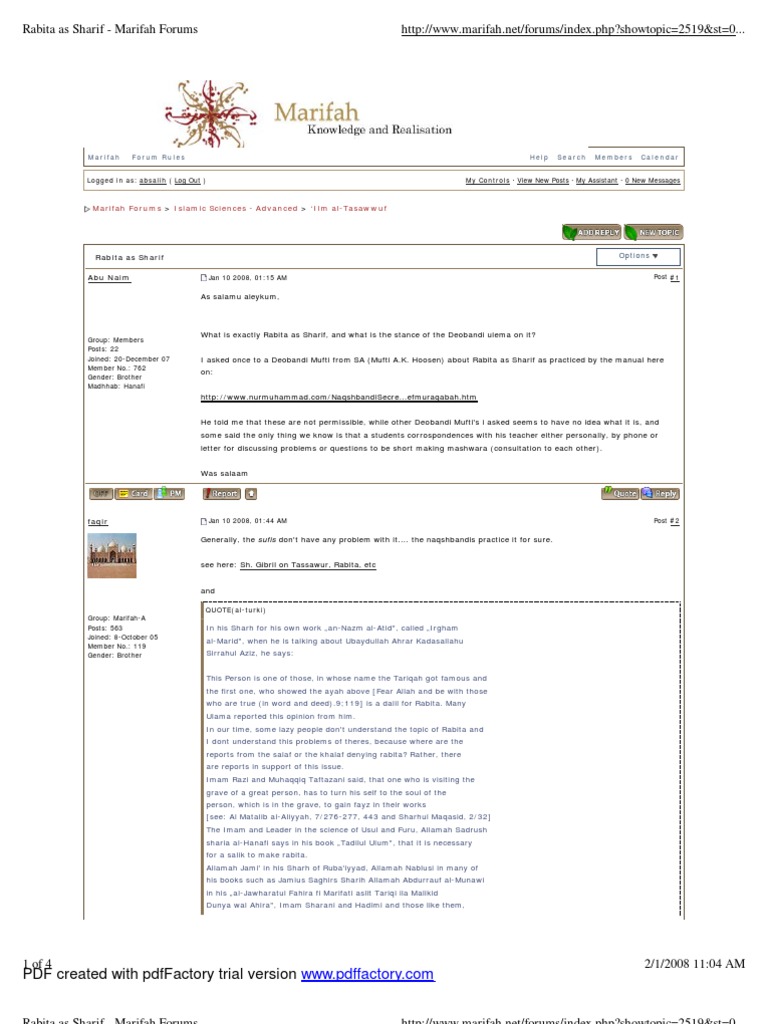 Rabita As Sharif - Marifah Forums | PDF | Ulama | Prophets And Messengers In Islam