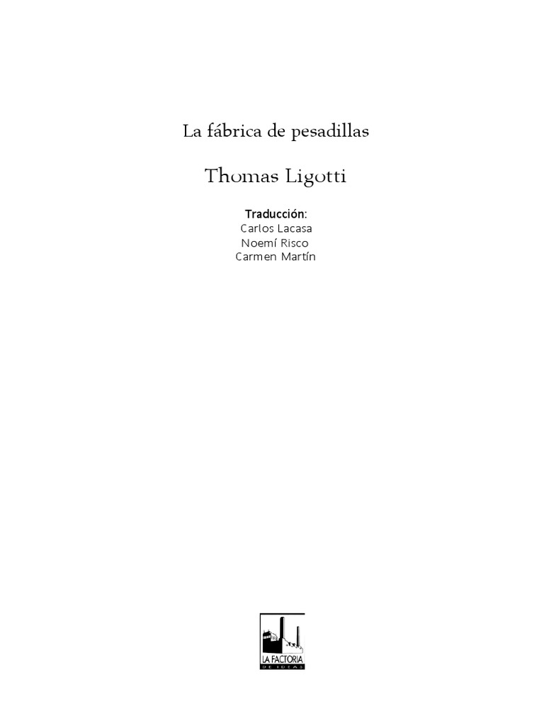The Nightmare Factory Ligotti Pdf
