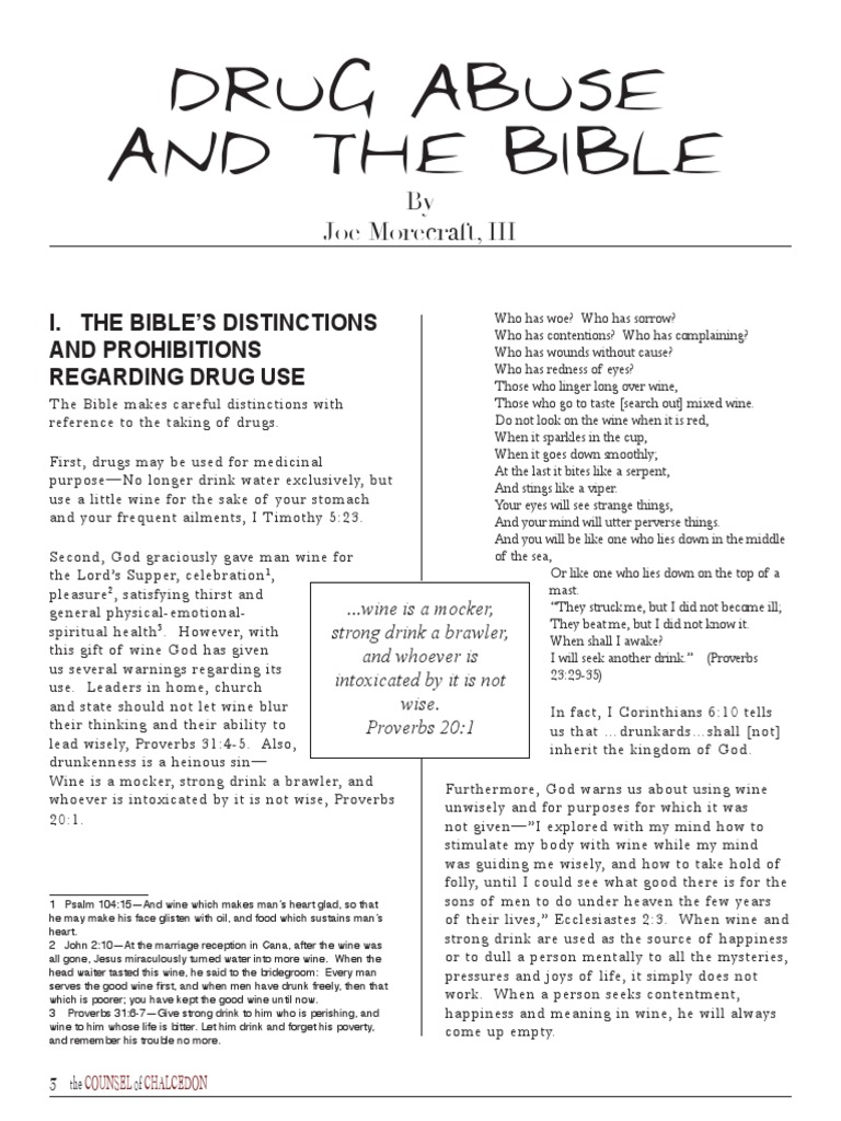 2006 Issue 1 - Drug Abuse and The Bible - Counsel of Chalcedon | PDF ...