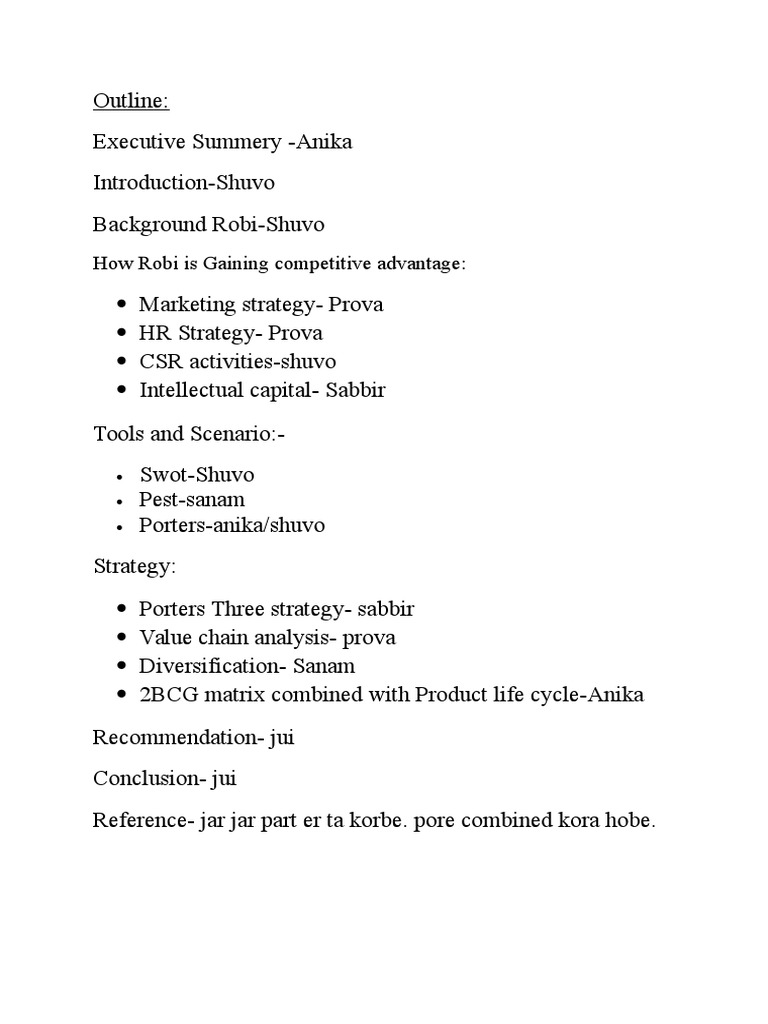 Robi's Competitive Advantage Strategies | PDF | Career & Growth | Business
