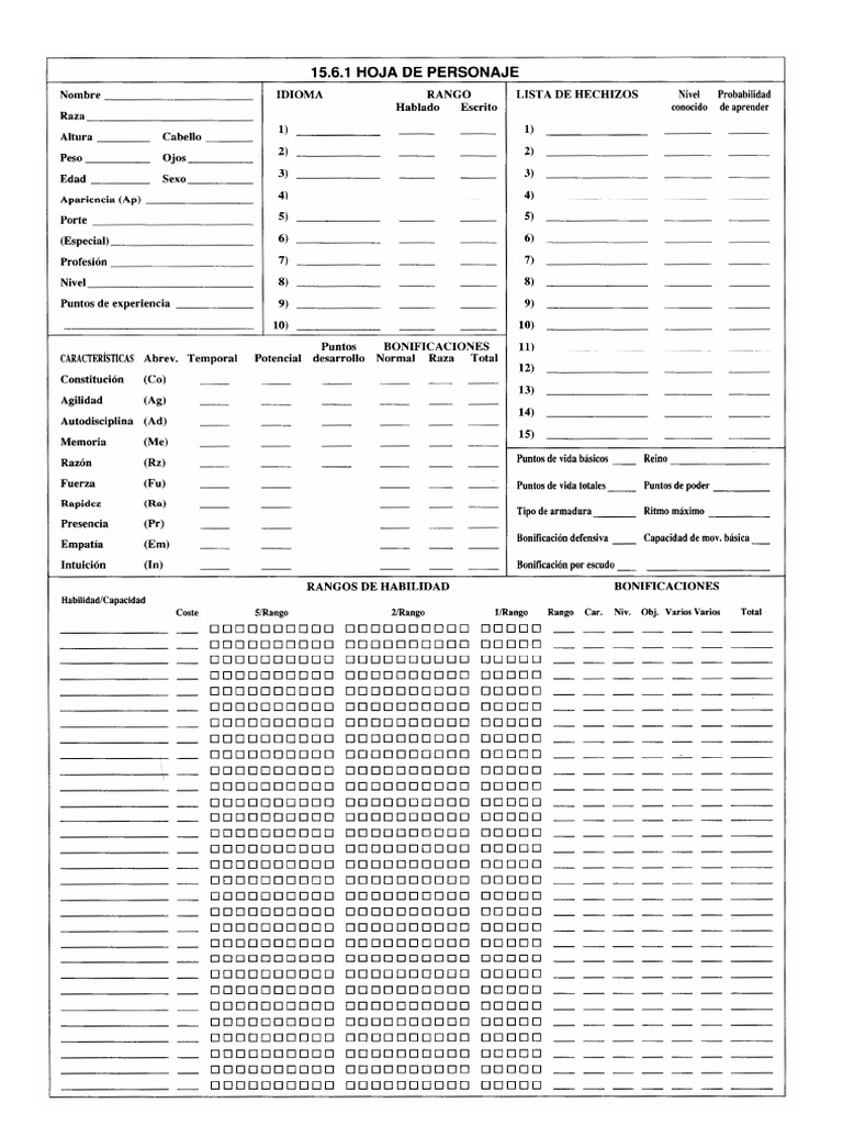 Ficha Rolemaster | PDF