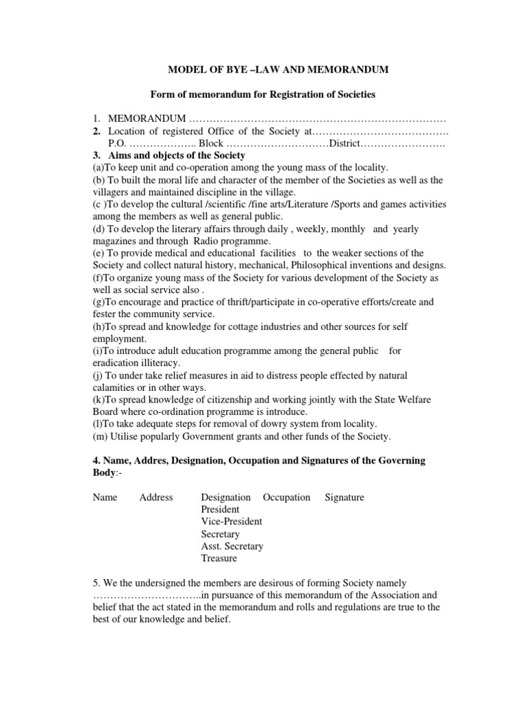 Model of Bye Laws | PDF | Secretary | Committee