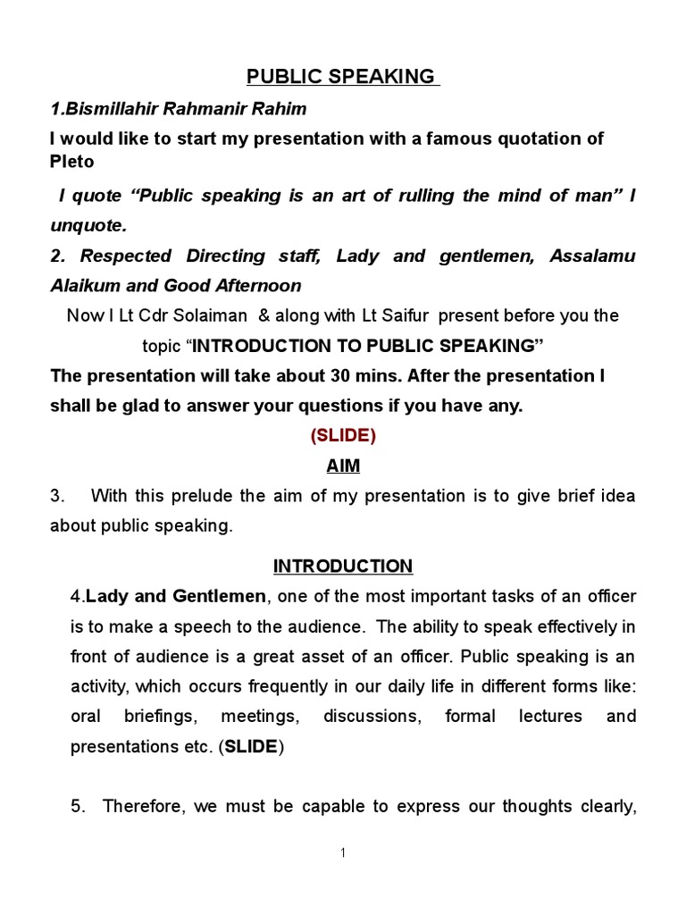 Public Speaking | PDF | Human Communication | Communication