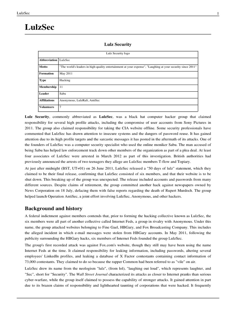 Lulz Sec Download Free Pdf Computer Security Exploits World Wide Web