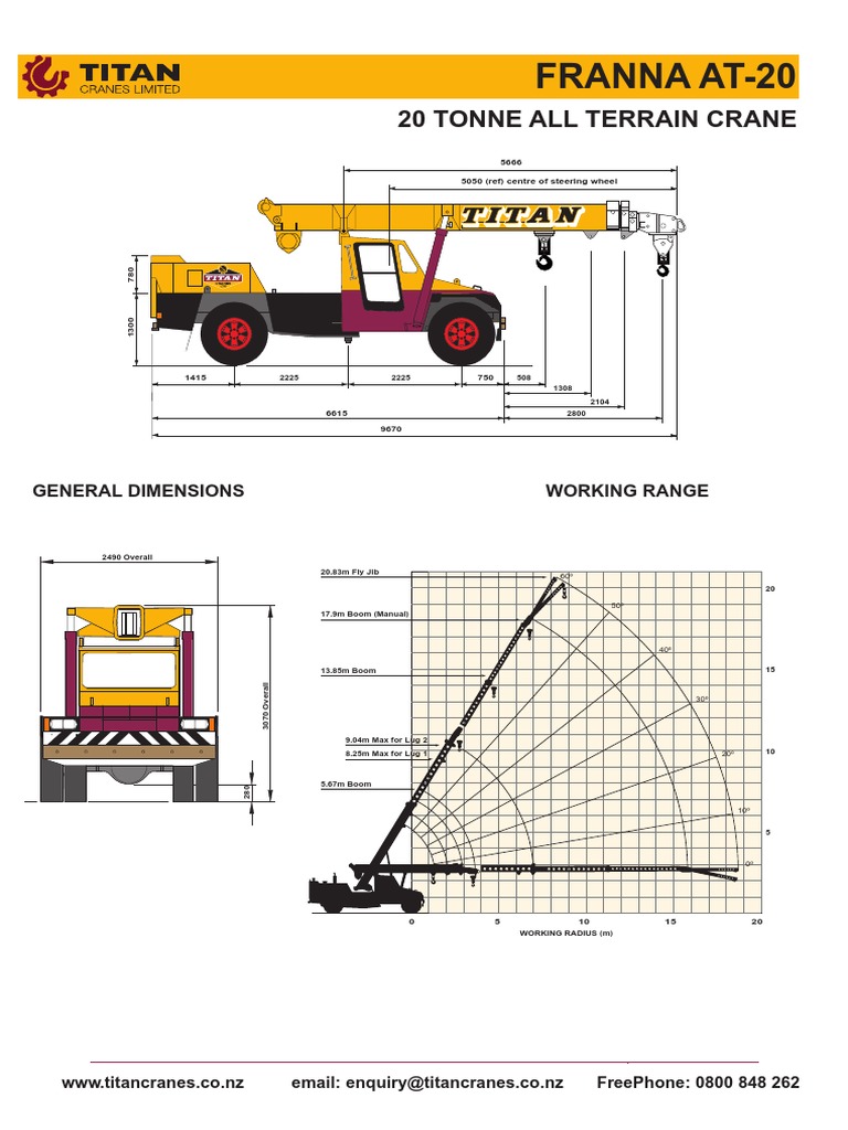 Franna AT-20 20 Tonne Crane Specs | PDF