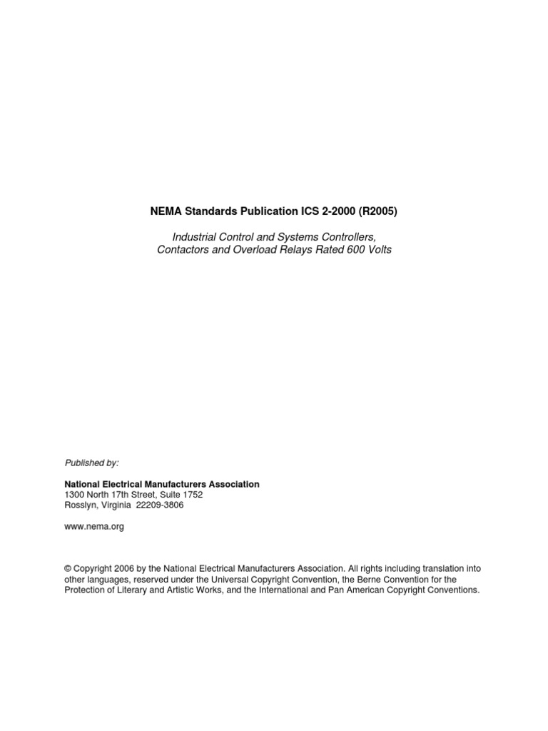 NEMA Standards Publication ICS 2-2000 (R2005) | PDF | Relay | Transformer