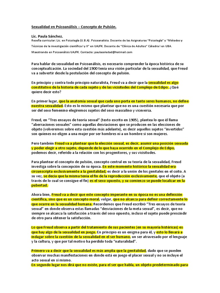 Concepto de pulsión en Freud | PDF | Análisis | Sicología