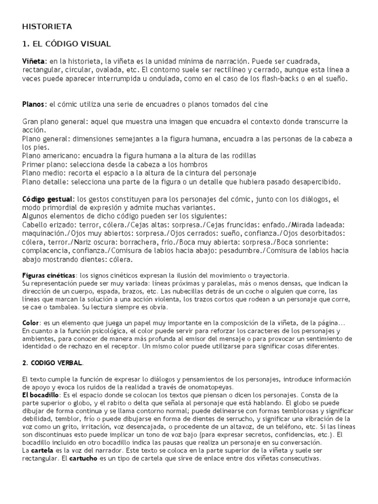 HISTORIETA, Código Visual y Verbal | PDF | Cómics | Dibujos animados