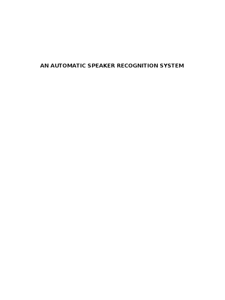 An Automatic Speaker Recognition System Pdf Spectral Density Fast Fourier Transform