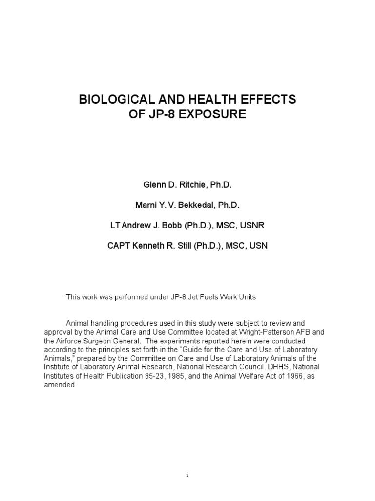 Biological and Health Effects of JP-8 Exposure | PDF | Chemical ...