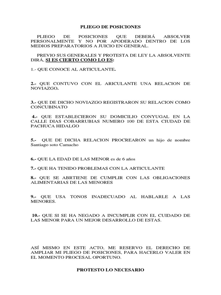 Pliego de Posiciones | PDF | Derecho