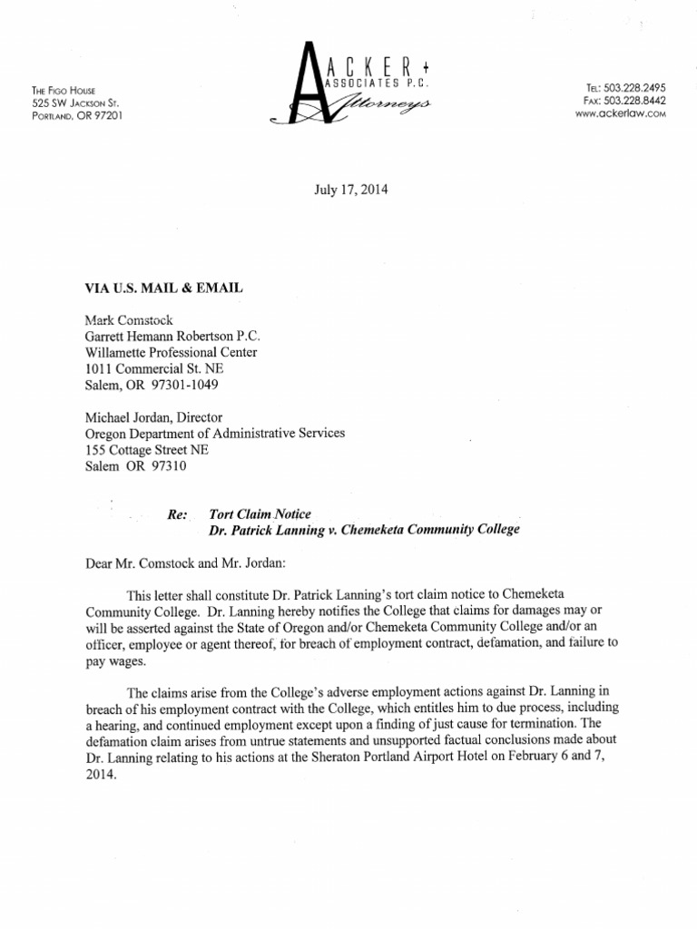 Tort Claim Notice | PDF | Common Law | Litigation